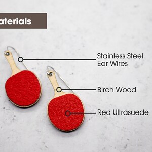 Ping Pong Paddle Earrings, Laser Cut Wood and Suede Jewelry - Etsy