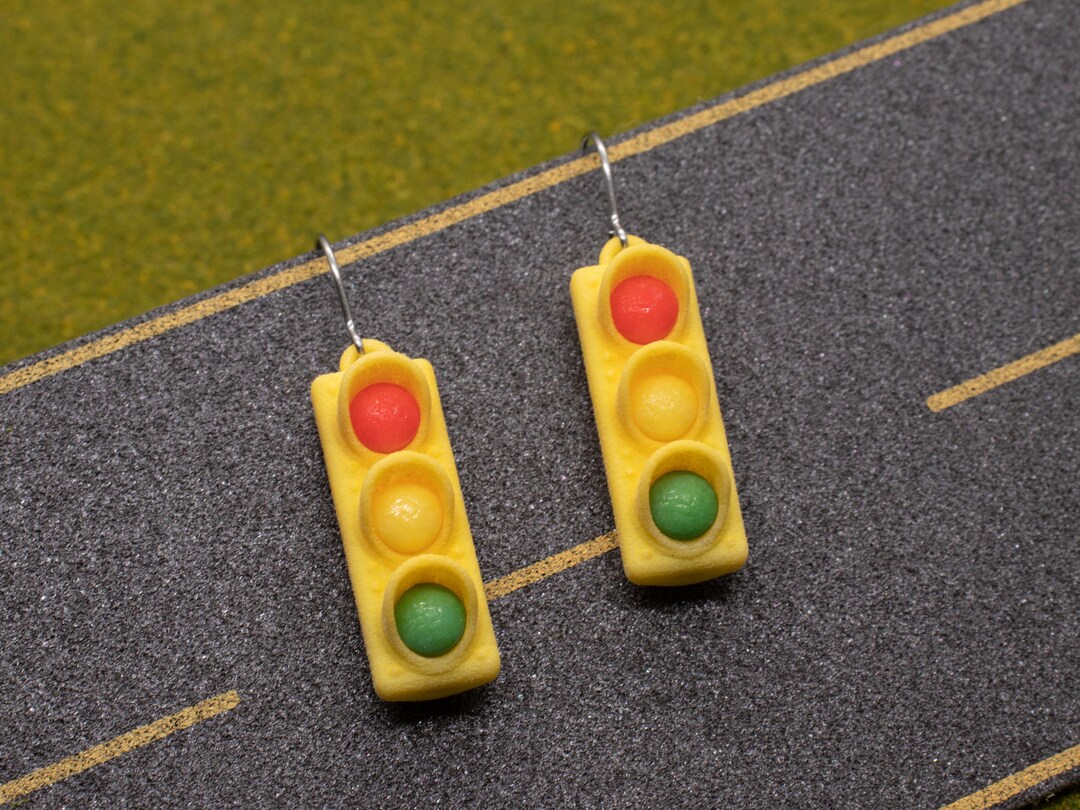 Traffic Light Earrings, 3D Printed Stop Light Earrings, Traffic ...