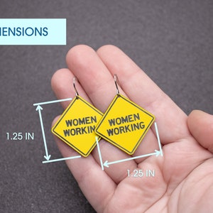 Women Working Earrings: Road Sign Dangle Earrings, Construction Worker ...