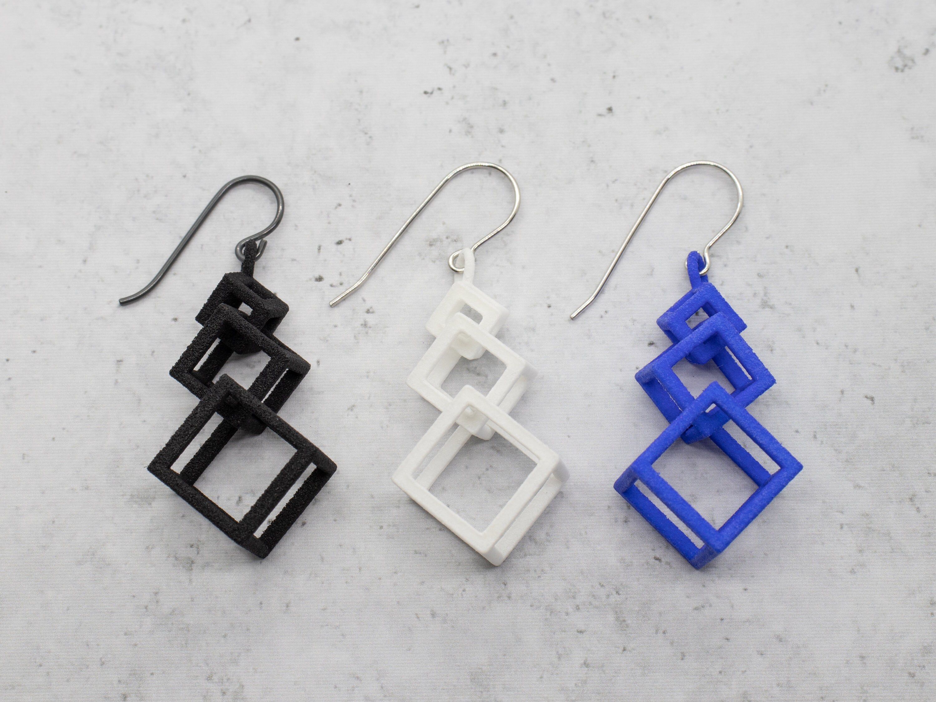 Cubic Cube Earrings: 3D Printed Nylon Geometric, Modern Jewelry for Her ...