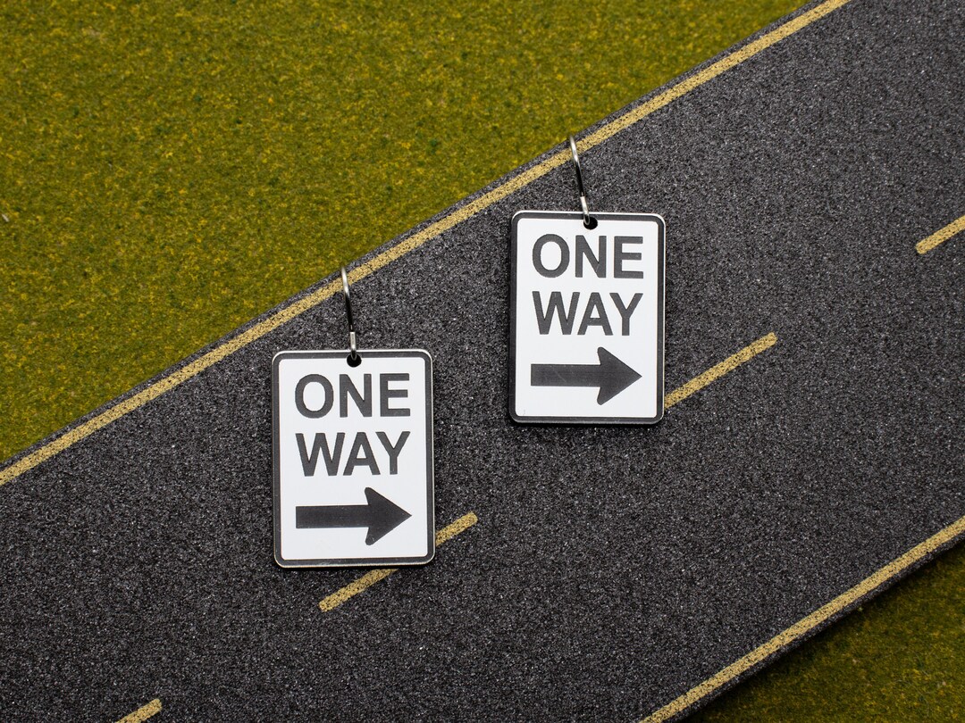 One Way Road Sign Earrings, Laser-cut & Laser-etched Acrylic - Etsy