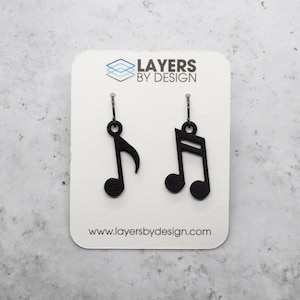 Music Note Earrings, 3D Printed Eighth Note and Sixteenth Note ...
