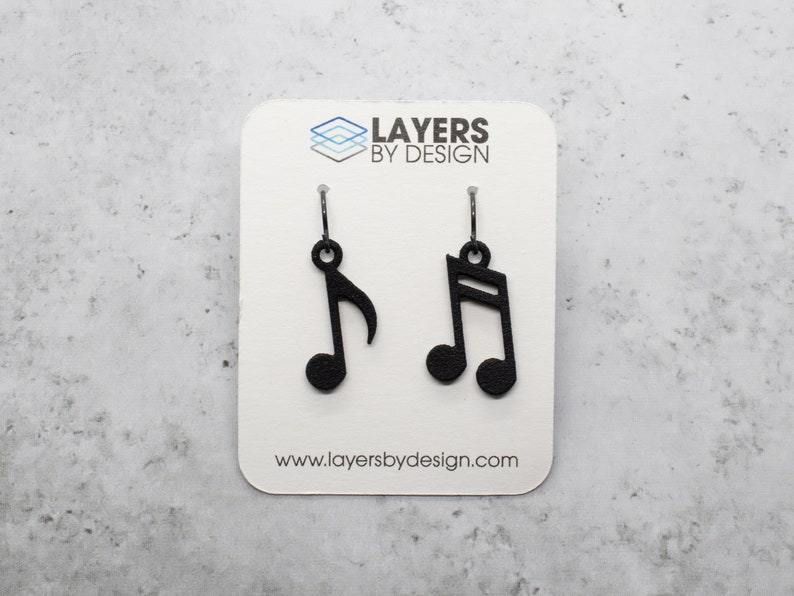 Music Note Earrings 3D Printed Eighth and Sixteenth Notes for | Etsy