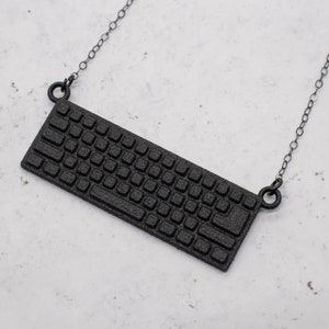 Computer Keyboard Necklace, 3D Printed Black Nylon Tech Gift - Etsy