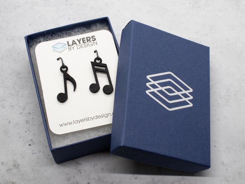 Music Note Earrings 3D Printed Eighth and Sixteenth Notes for | Etsy