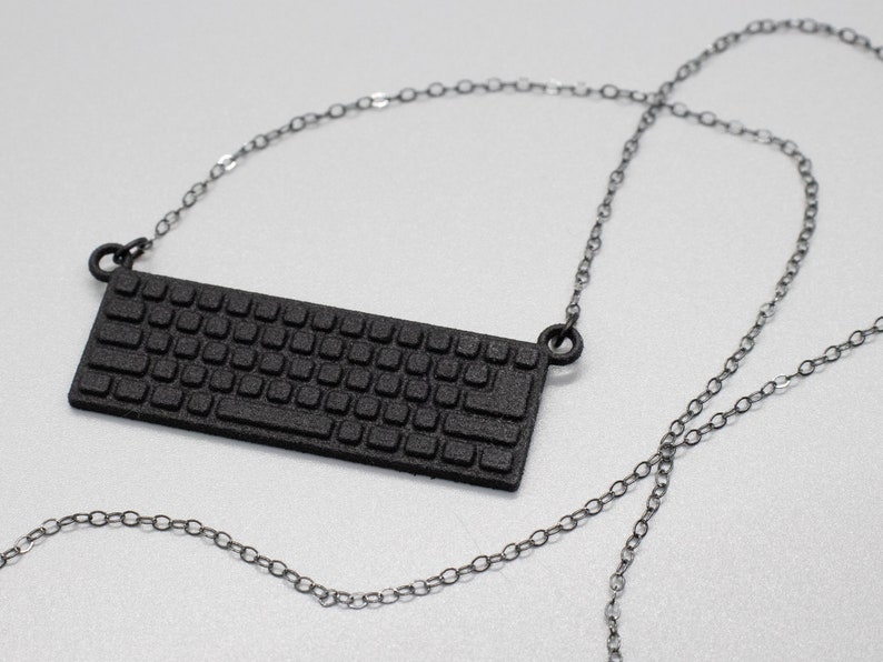 Computer Keyboard Necklace 3D Printed Black Nylon Tech Gift | Etsy