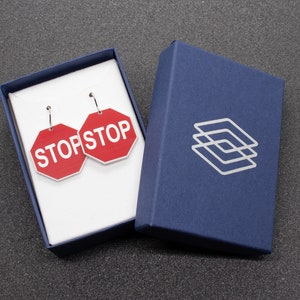 Stop Sign Earrings: Road Sign Laser-cut & Laser-etched Acrylic - Etsy