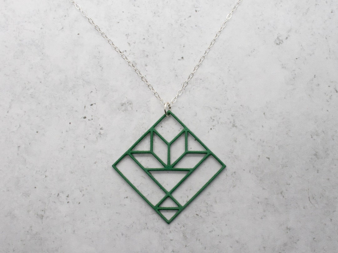 Cactus Basket Quilt Block Pendant, 3D Printed Nylon Green Pendant ...