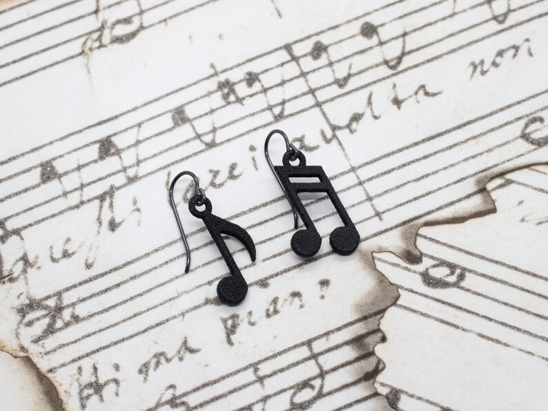 Music Note Earrings 3D Printed Eighth and Sixteenth Notes for | Etsy