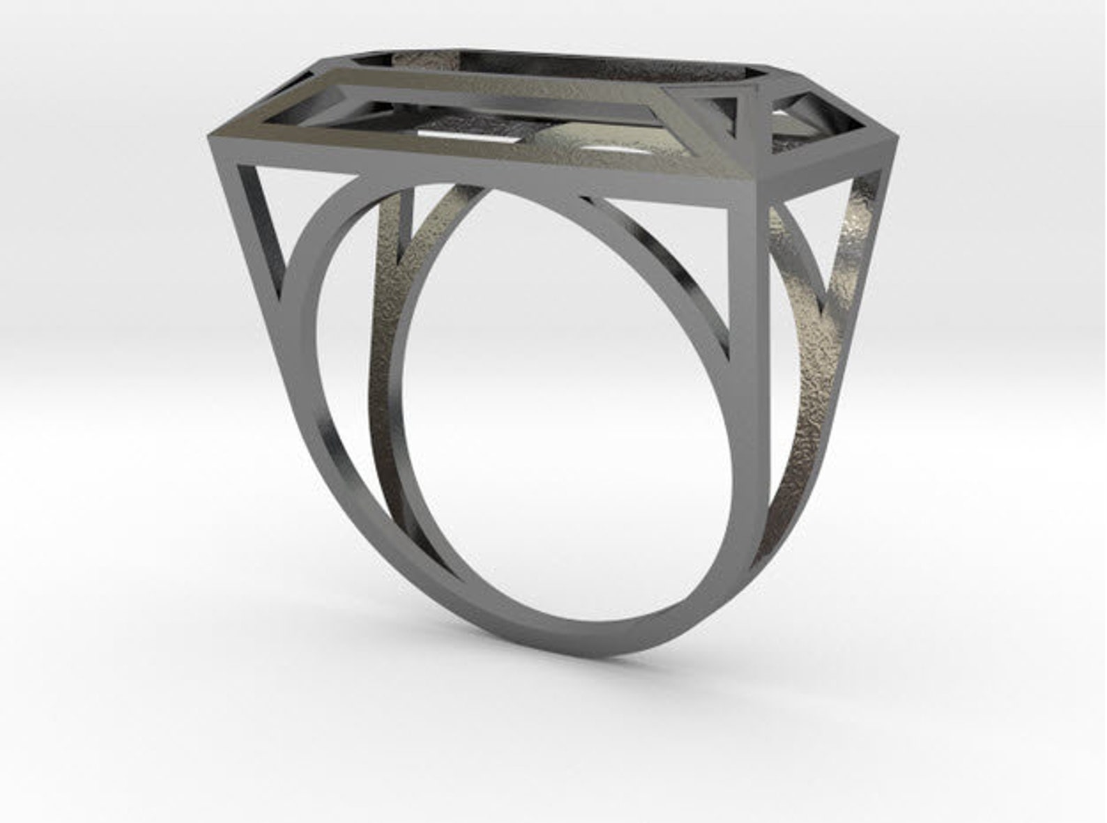 Emerald Solid Top Ring: 3D Printed Cast Metal, MADE TO ORDER - Etsy