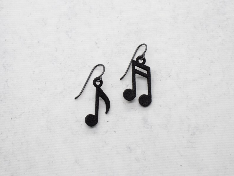 Music Note Earrings 3D Printed Eighth and Sixteenth Notes for | Etsy