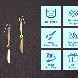Vintage Propeller Earrings: 3D Printed Metal Aviation Jewelry for ...