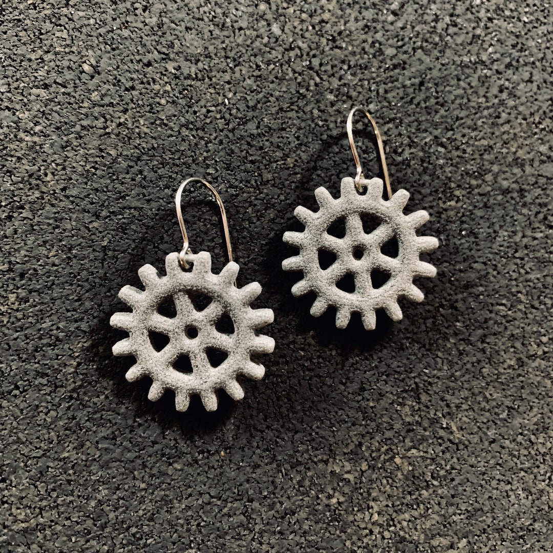 Gear Earrings, 3D Printed Mechanical Cog/spur Jewelry - Etsy