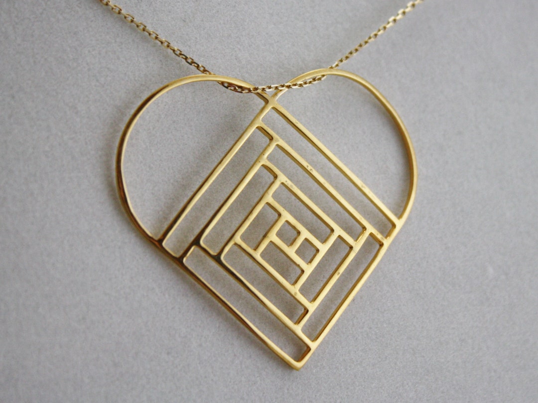 Log Cabin Quilt Block Heart Pendant: 3D Printed Cast Metal & MADE TO ...