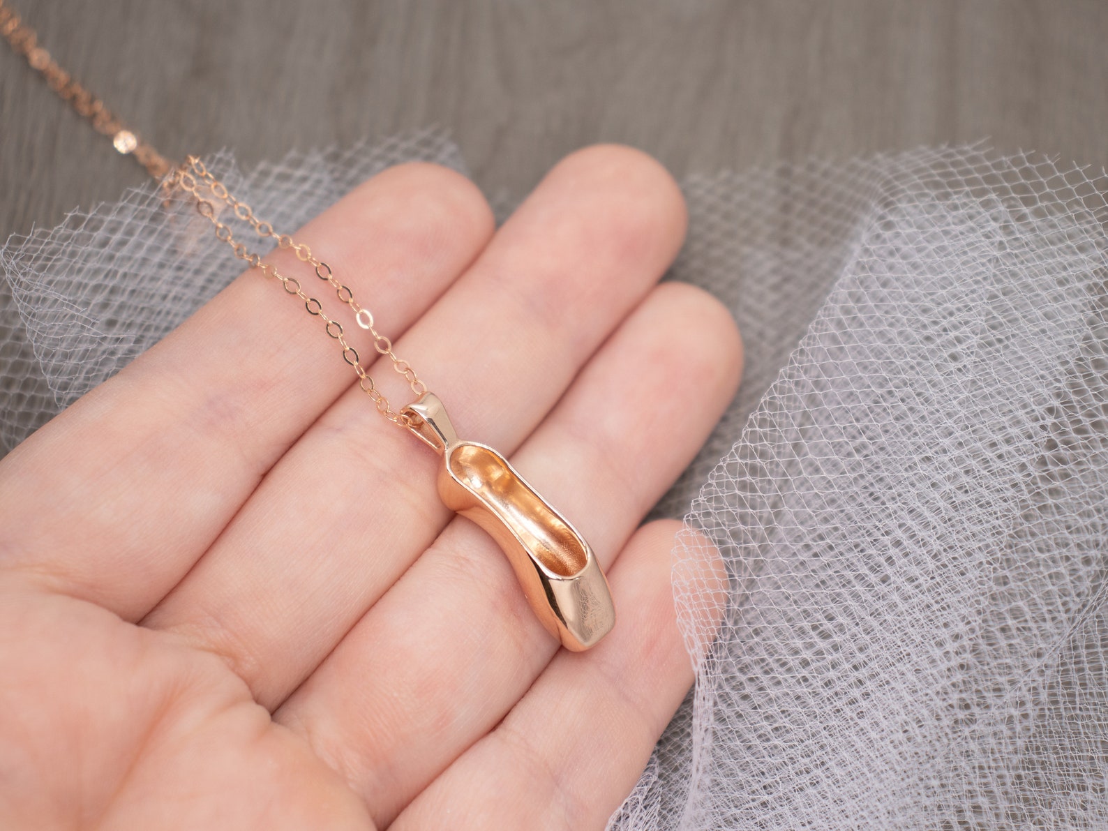 Pointe Shoe Pendant, Ballet Necklace for Ballerina Gift, Rose Gold ...