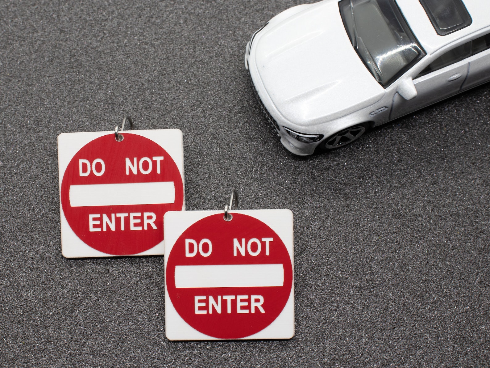 Do Not Enter Road Sign Earrings: Traffic Sign Laser-cut & Laser-etched ...