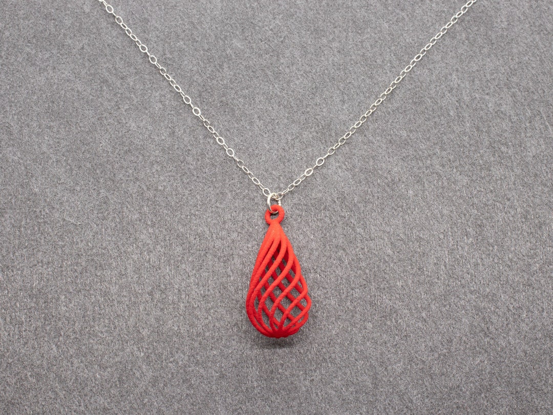 Tapered Swirl Teardrop Pendant, 3D Printed Nylon - Etsy