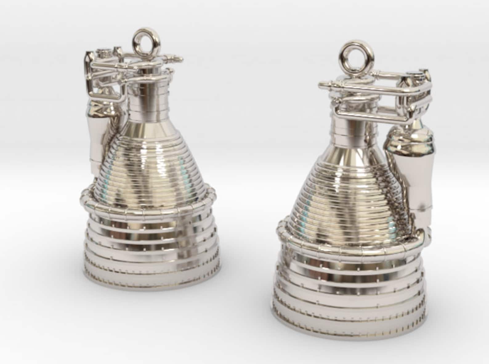 Rocket Engine Earrings 3D Printed Jewelry F-1 Saturn V | Etsy