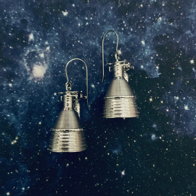 Rocket Engine Earrings 3D Printed Jewelry F-1 Saturn V - Etsy