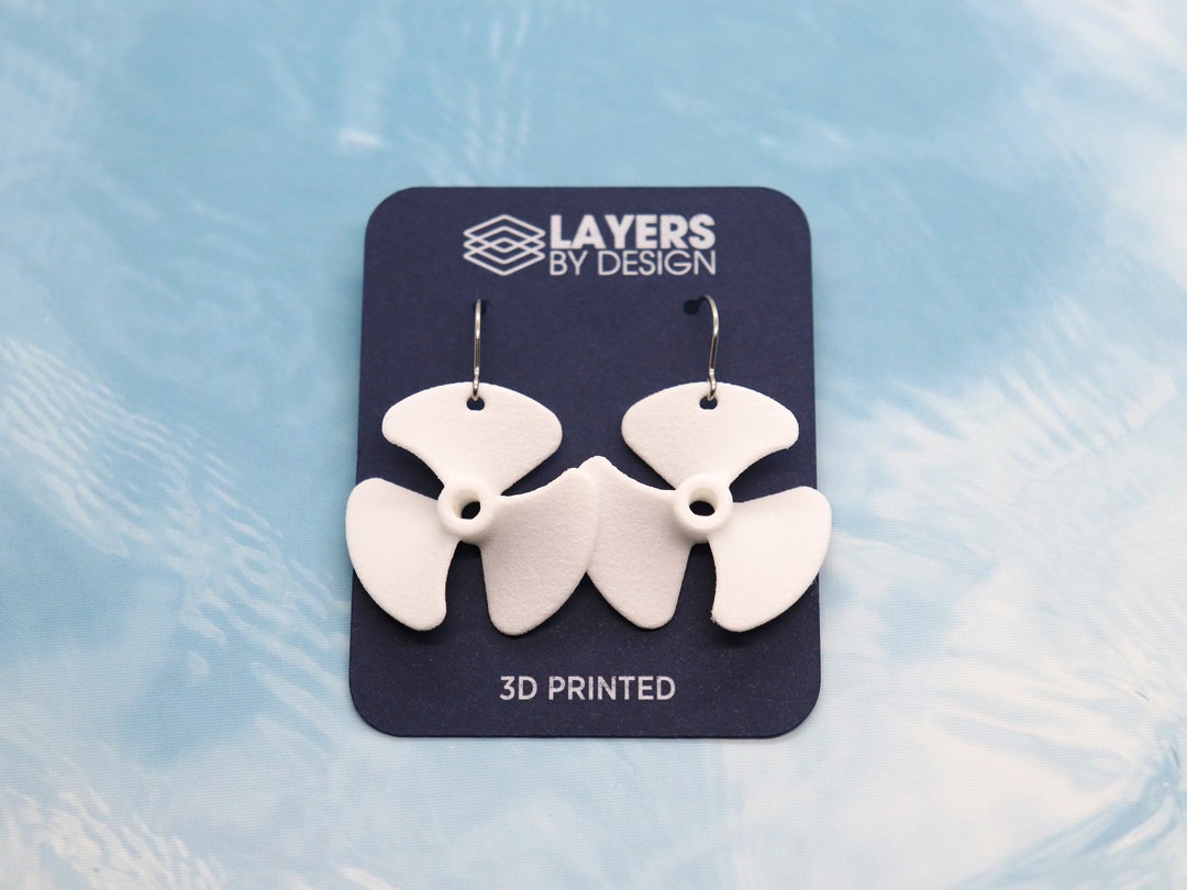 Boat Prop Earrings 3D Printed White Nylon Ship Propellers - Etsy