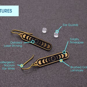 Solar Eclipse Earrings, Solar Eclipse Phases, Timeline of Solar Eclipse, Gold Space Jewelry ...