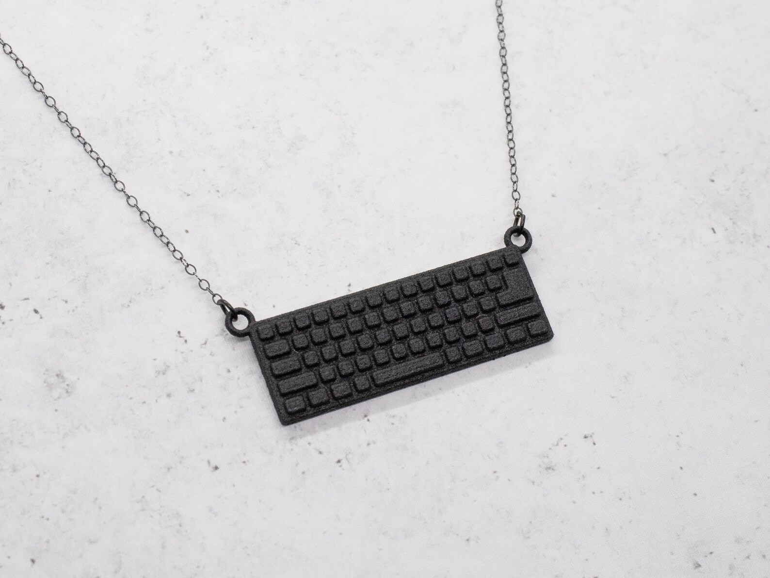 Computer Keyboard Necklace 3D Printed Black Nylon Tech Gift | Etsy