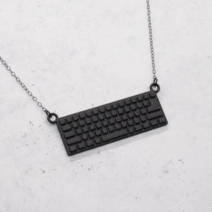 Computer Keyboard Necklace, 3D Printed Black Nylon Tech Gift - Etsy