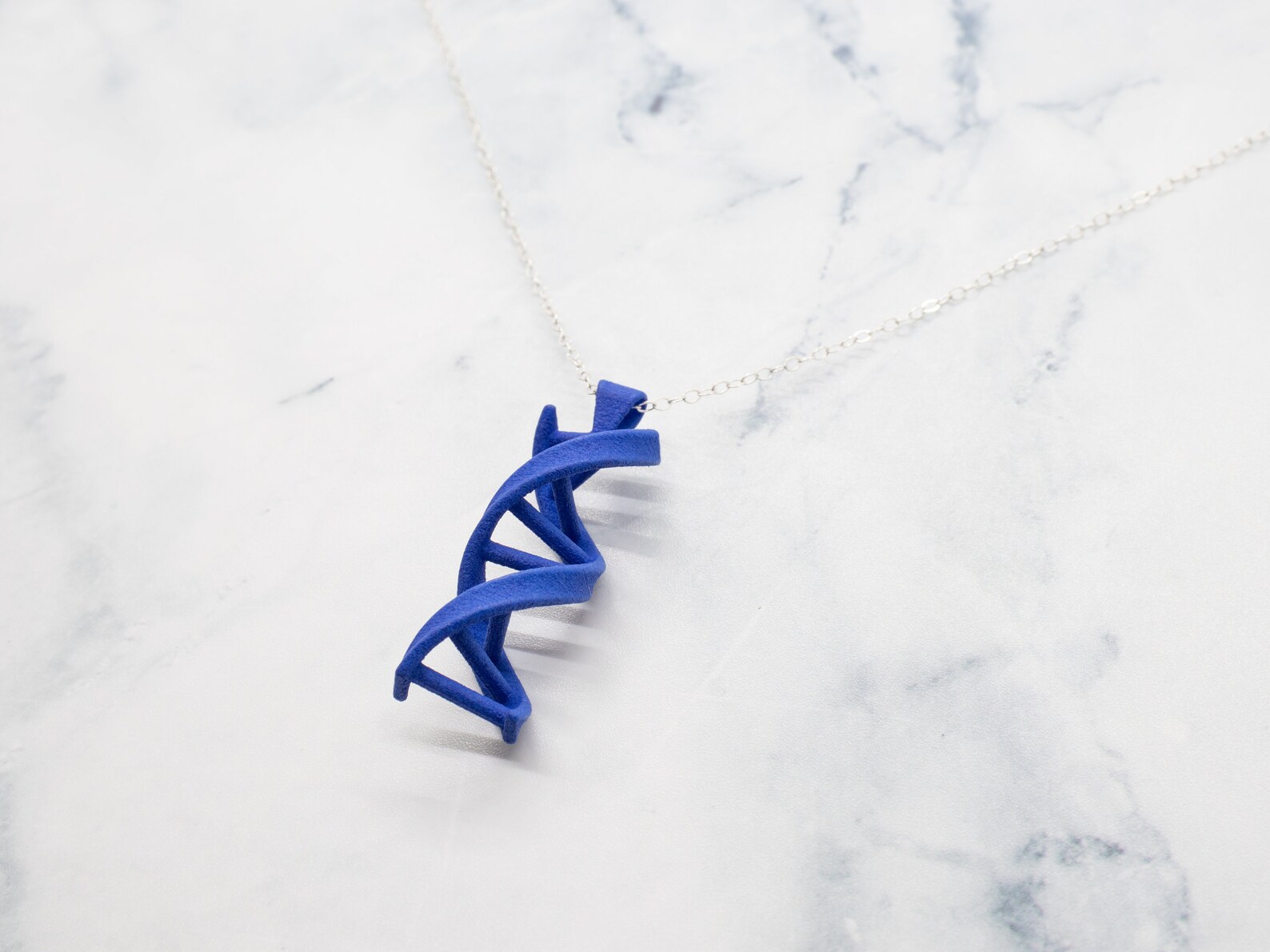 DNA Strand Pendant 3D Printed Blue Nylon With Sterling | Etsy