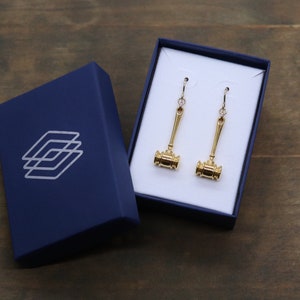 Gavel Earrings: 3D Printed, 18K Gold Plated Law Jewelry, Lawyer Jewelry ...