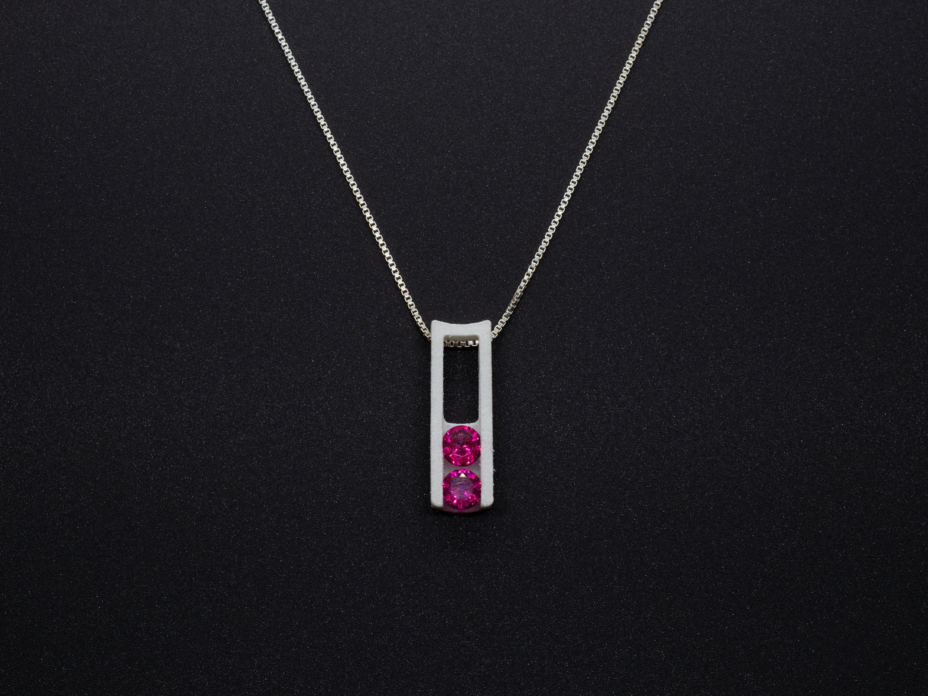 Double Gemstone Channel Pendant: 3D Printed White Nylon Birthstone ...