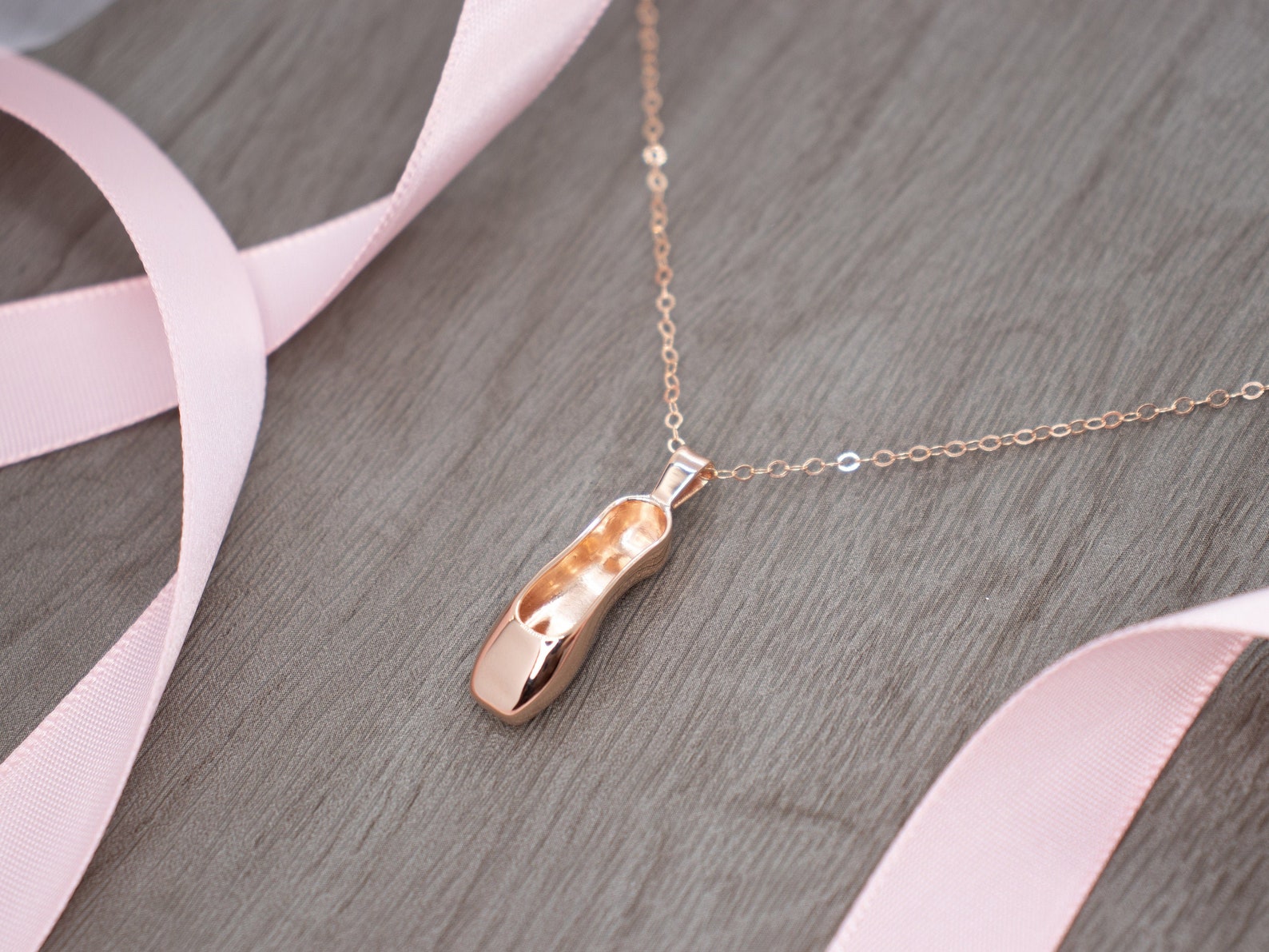 Pointe Shoe Pendant: Ballet Necklace for Ballerina Gift, Rose Gold ...