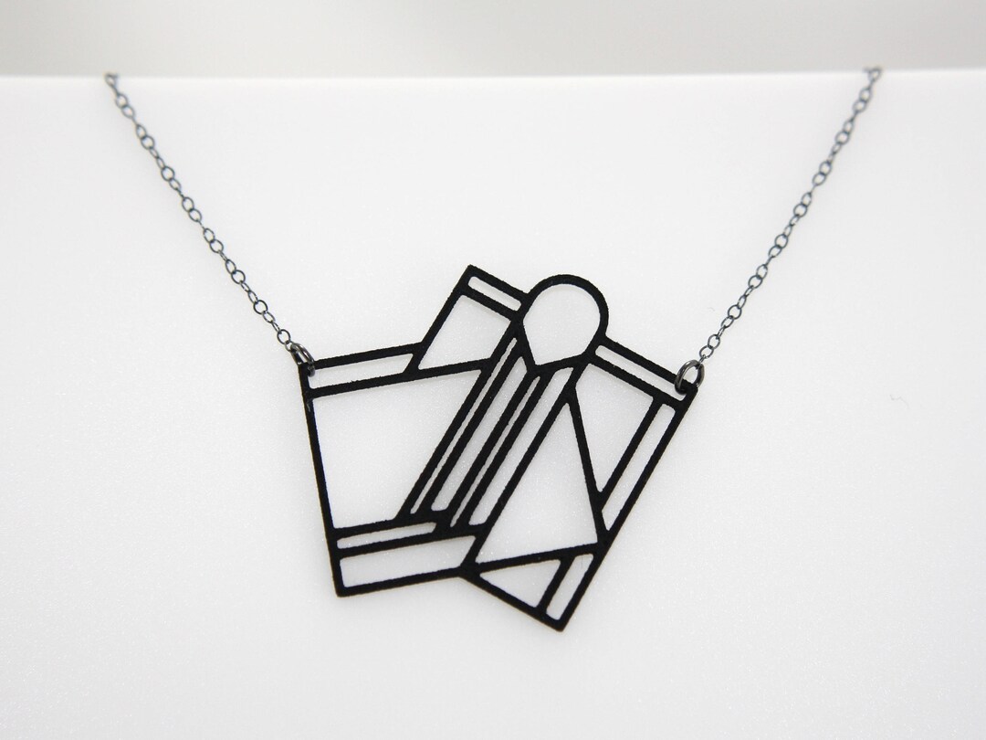 A Little Off-center Necklace: 3D Printed Black Necklace, Art Deco ...