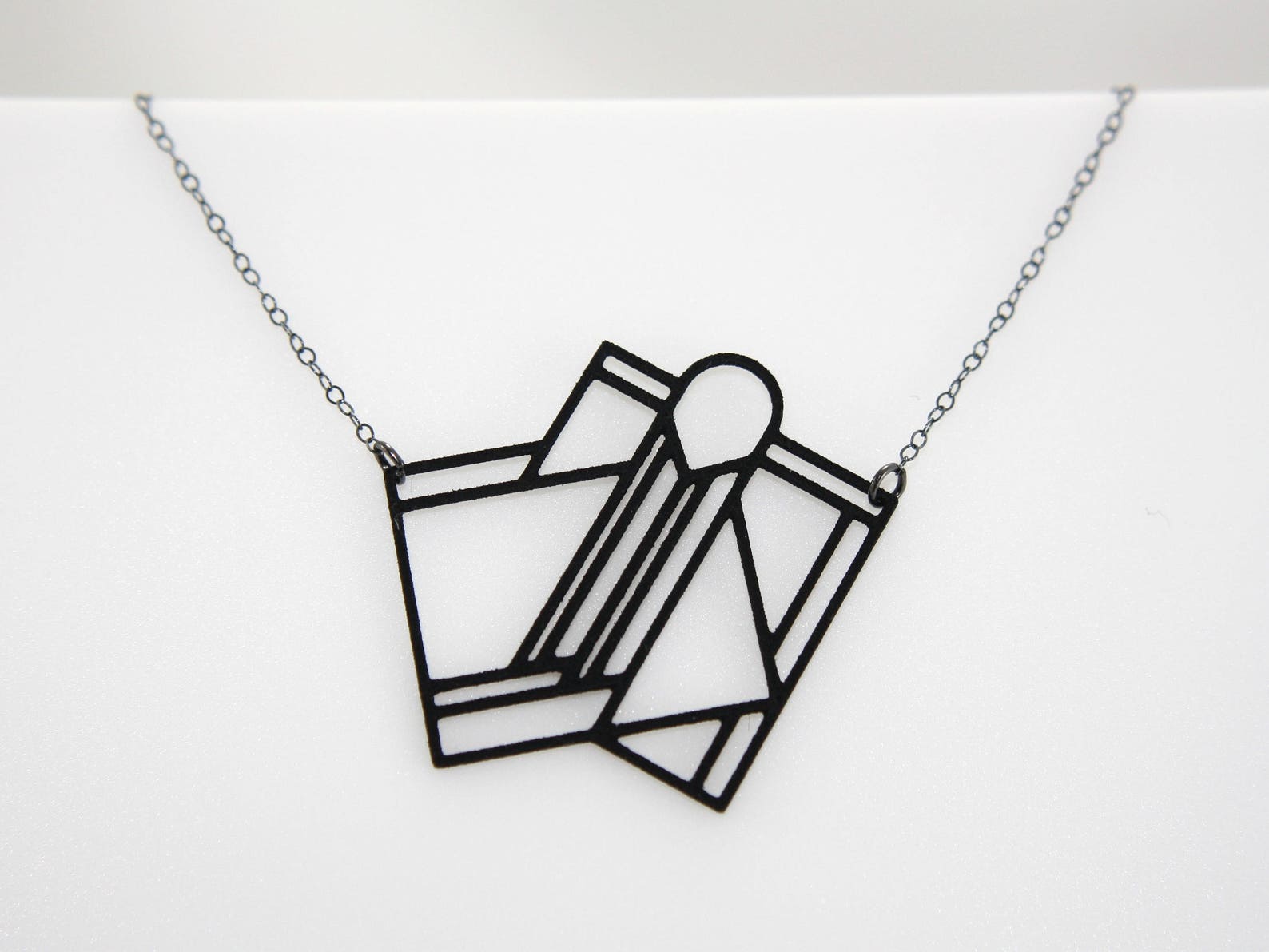 A Little Off-center Necklace 3D Printed Black Necklace Art - Etsy