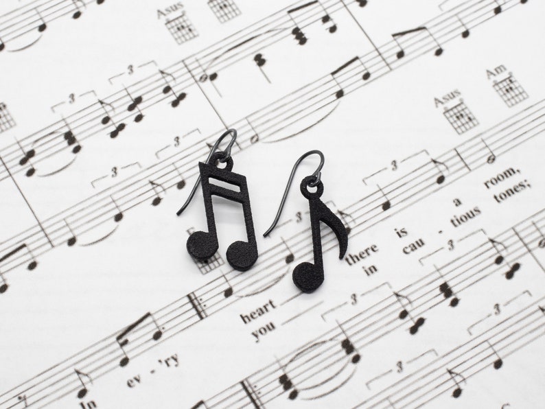 Music Note Earrings 3D Printed Eighth Note and Sixteenth - Etsy