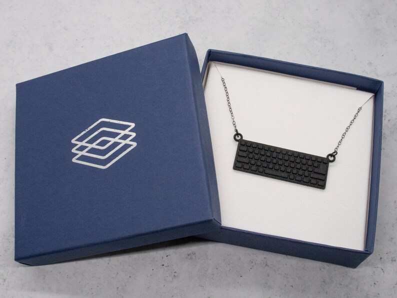 Computer Keyboard Necklace 3D Printed Black Nylon Tech Gift | Etsy