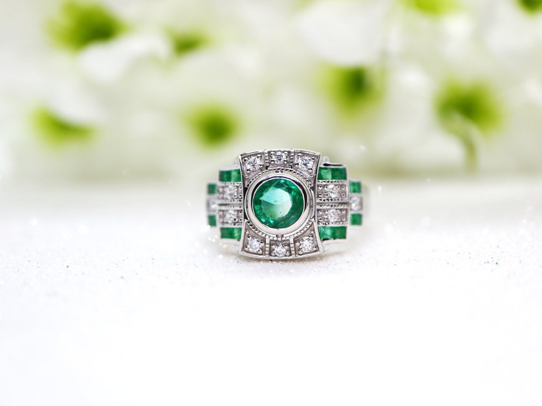 Art Deco Emerald and Silver Ring - Emerald and Silver Ring / 1920's ...