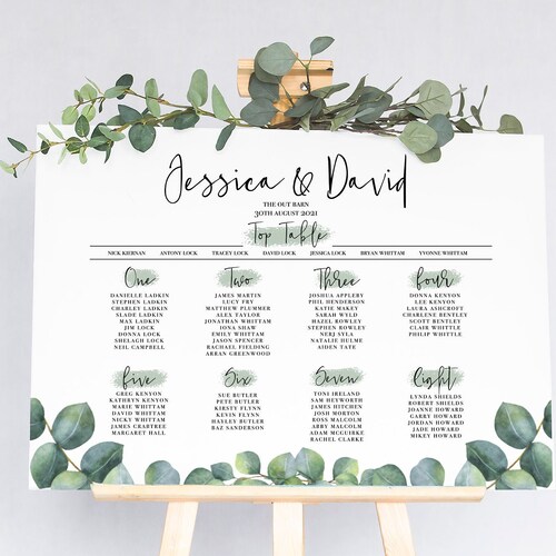 Eucalyptus Wedding Table Plan Custom Wedding Seating Chart | Etsy UK