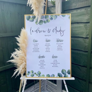 Eucalyptus Wedding Table Plan Custom Wedding Seating Chart - Etsy