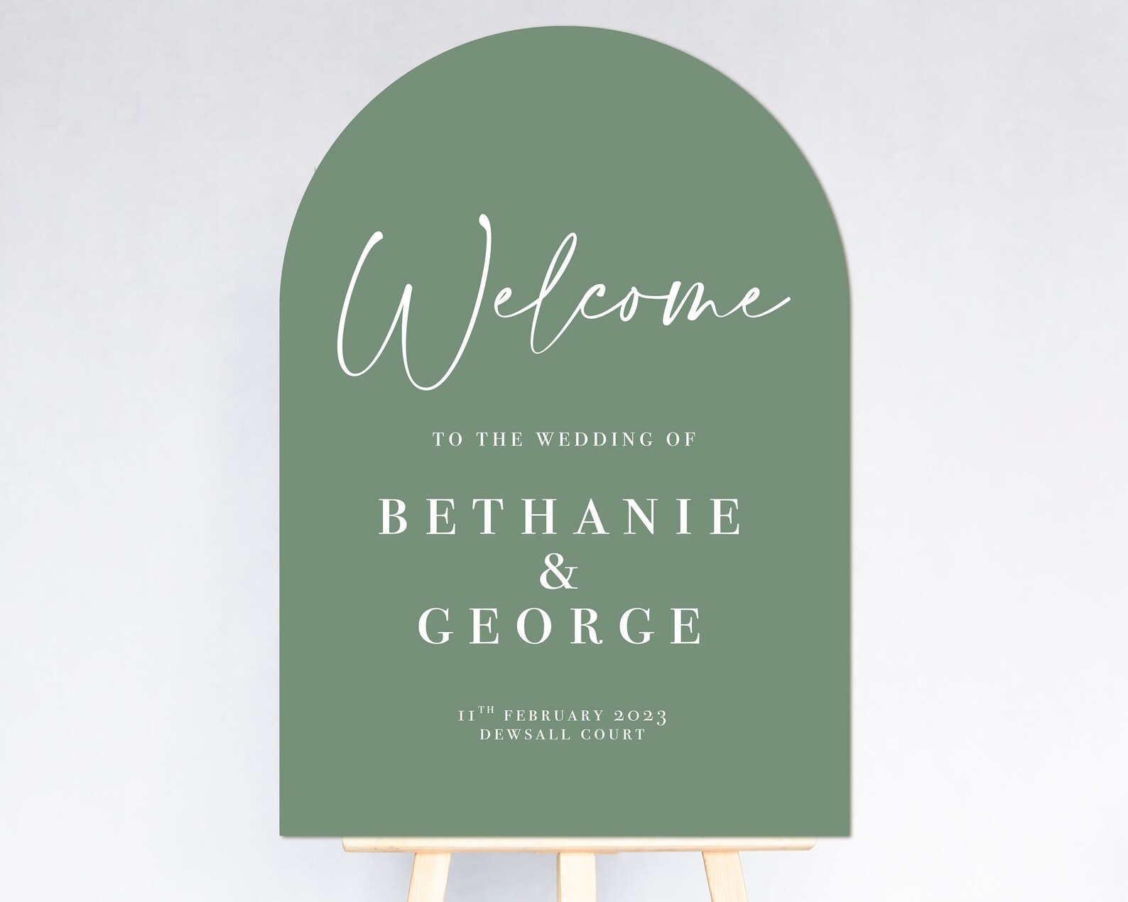 Arched Wedding Sign Welcome Board Sage Green & White Arch - Etsy UK