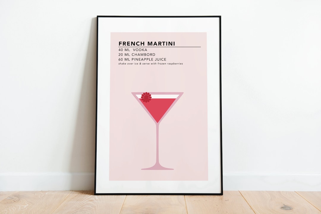 French Martini Print | Cocktail Recipe Card | Cocktail Poster | French ...