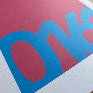 Personalised 0161 Area Code Poster Pink Wall Art Print Bright Printable ...