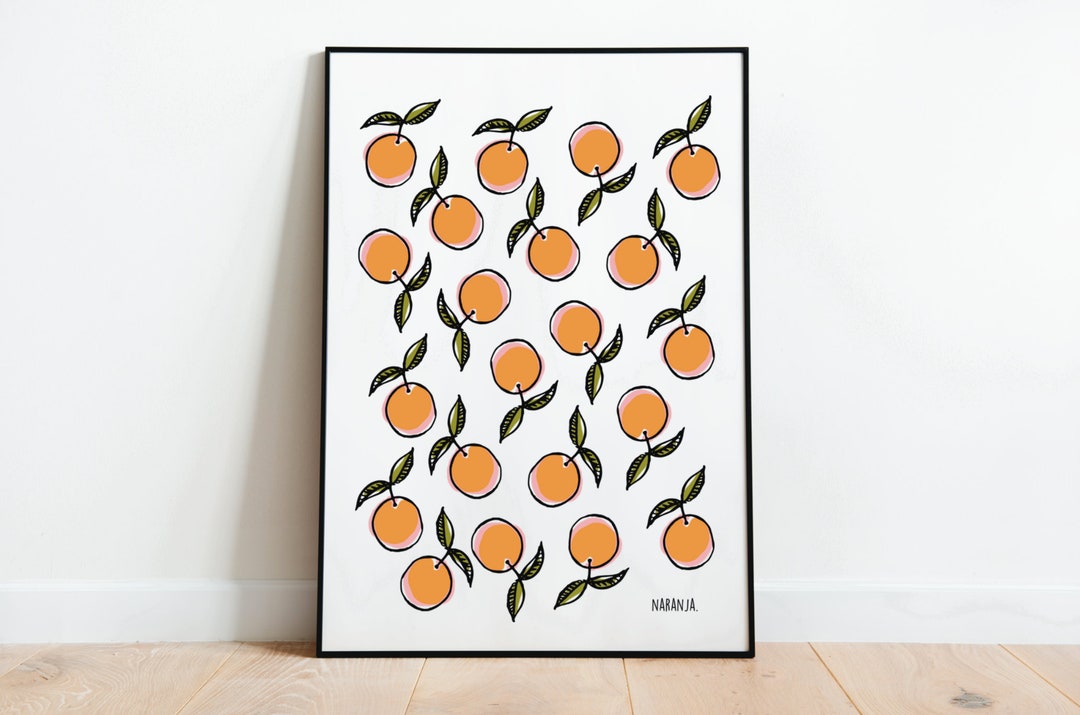 Naranja - Oranges Pattern Wall Art Print | Kitchen Poster | Home Decor ...