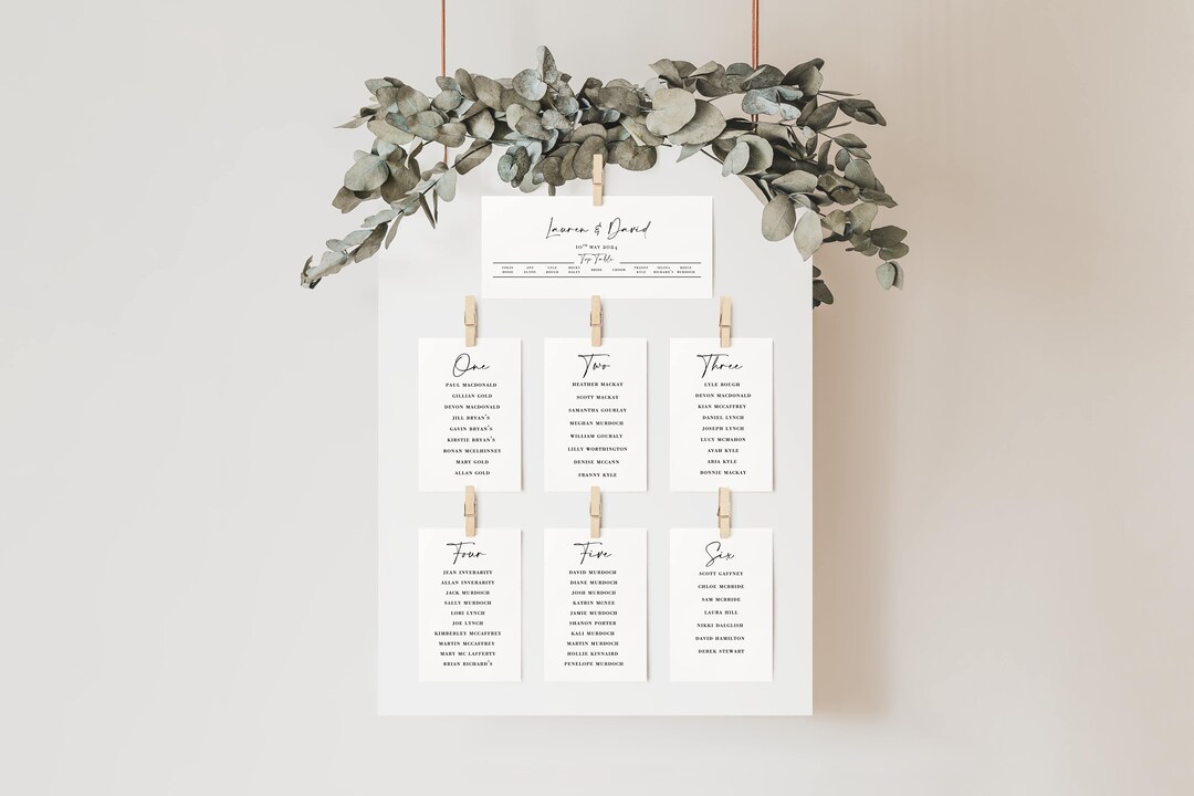 Minimal Wedding Table Plan Cards Wedding Seating Chart | Custom Wedding ...