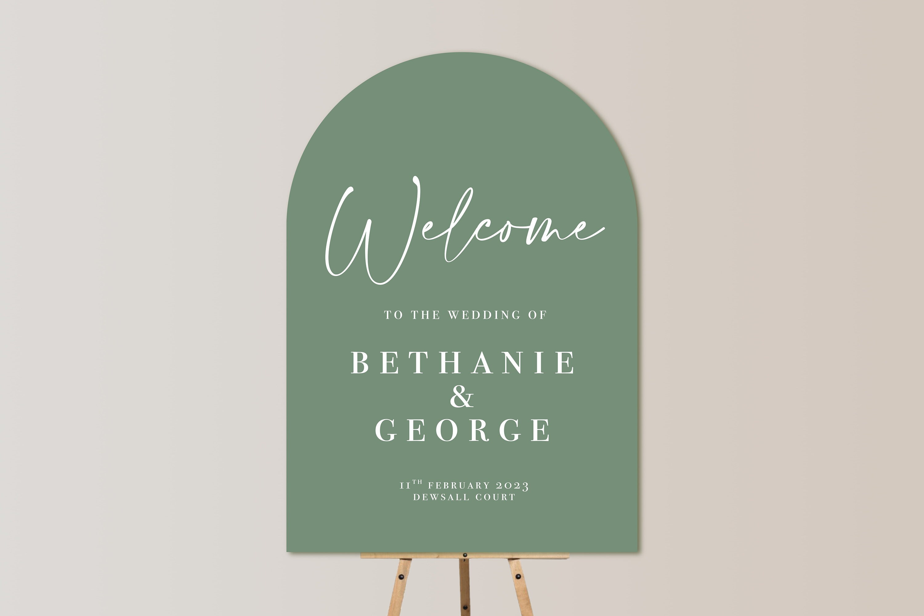 Arched Wedding Sign Welcome Board Sage Green & White Arch - Etsy UK