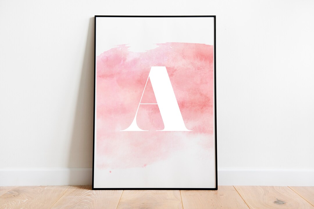 Pretty Blush Pink Watercolour Initial Print | Home Decor & Nursery ...
