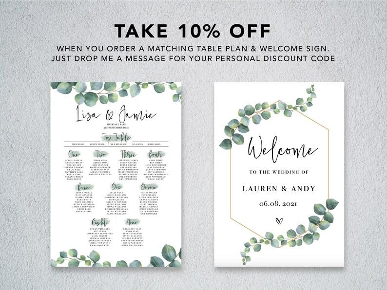 Eucalyptus Sage Wedding Table Plan Custom Wedding Seating | Etsy UK