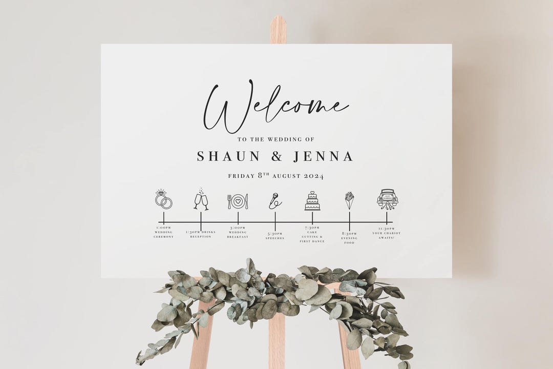 Wedding Timeline Sign | Custom Order of the Day Sign | Wedding Welcome ...