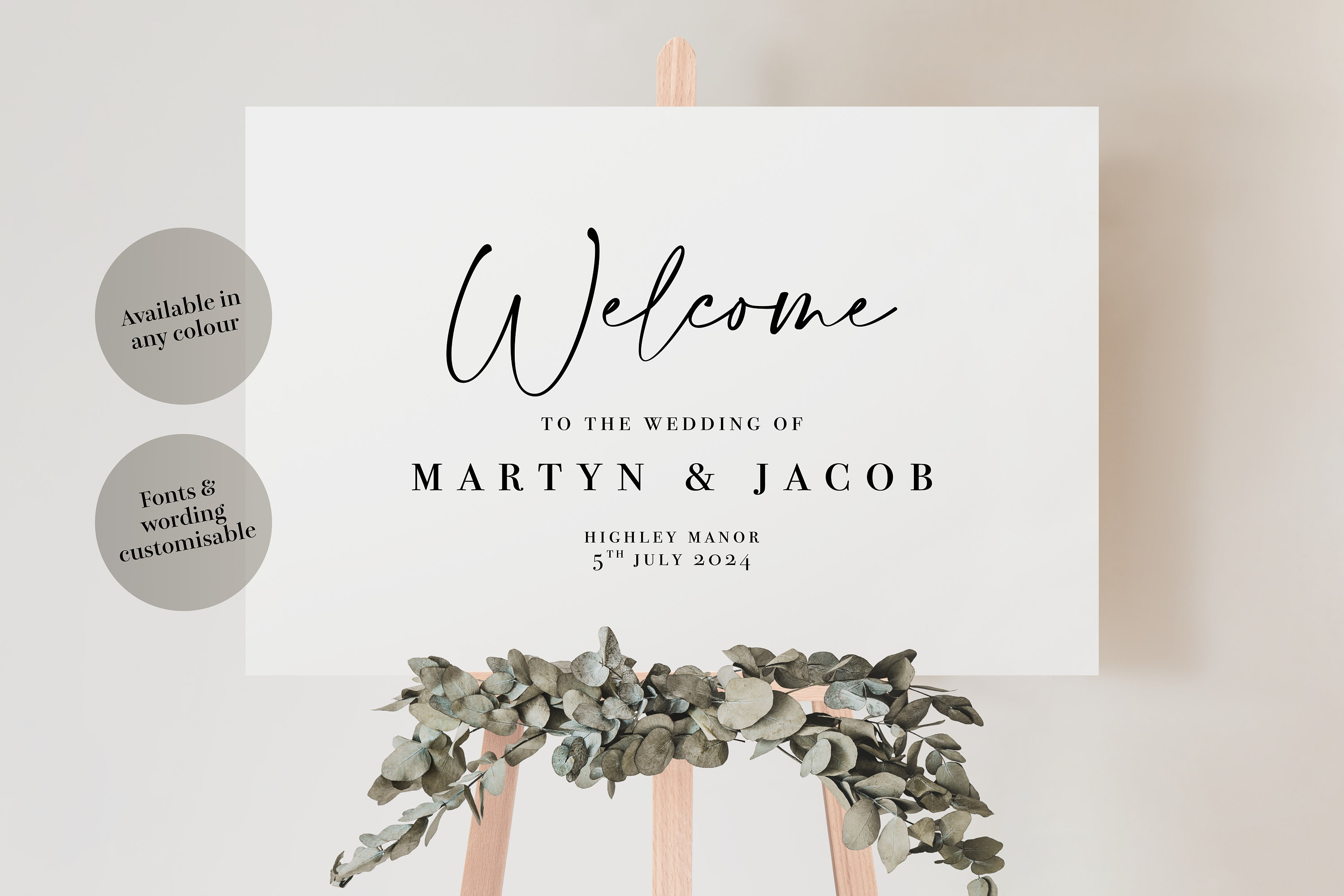 Wedding Welcome Board With Sage Green Colour Splash | Rustic Fall ...
