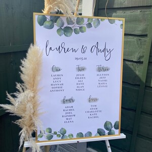 Seating Chart Board With Eucalyptus Design | Winter Wedding Table Plan ...
