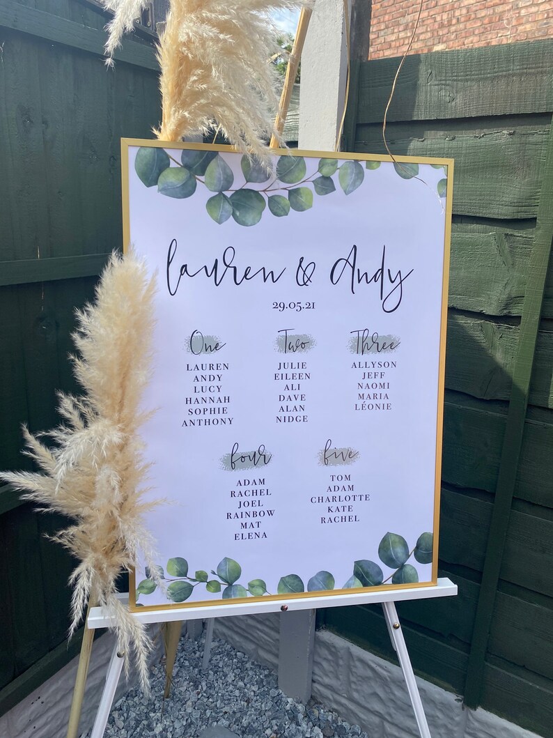 Eucalyptus Wedding Table Plan Custom Wedding Seating Chart | Etsy UK